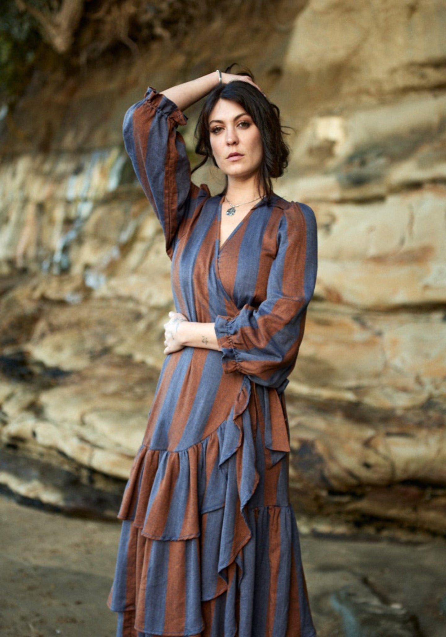 Sundance Dress - Cinnamon denim stripe – Libertine The Label